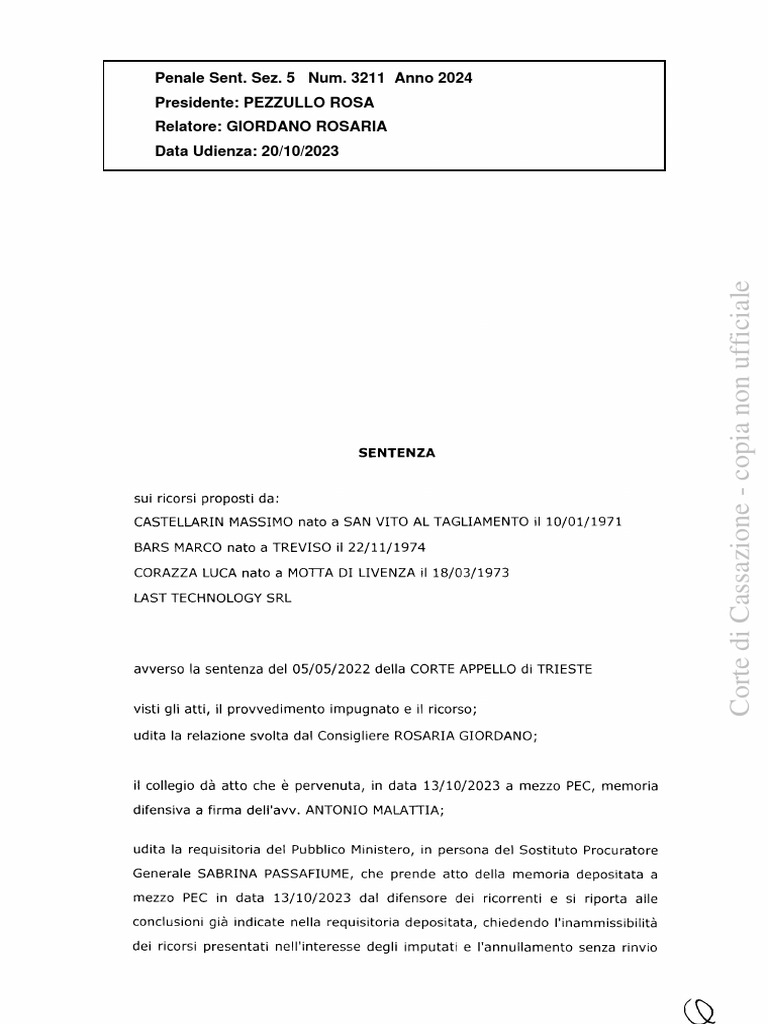 Sentenza Cassazione | PDF