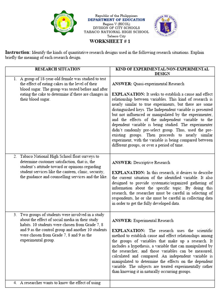 PR 2exercises-About-Kinds-Of-Q.r. | PDF | Experiment | Dependent And Independent Variables