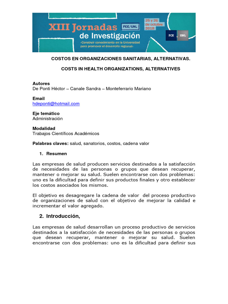 Desagregación de Costos en Salud | PDF | Business | Cadena de valor