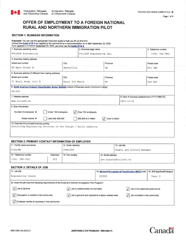 Imm 5984-Offer of Employment Niraj Final Submission | PDF