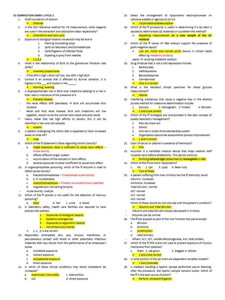 CC Completion Exam Cycle 21 | PDF | Medical Specialties | Clinical Medicine