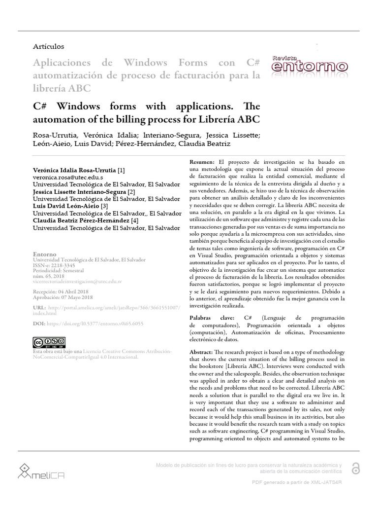 Aplicaciones de Windows Forms Con C# Automatización de Proceso de Facturación para La Librería ...