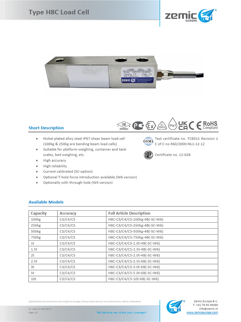 H8C Datasheet | PDF | Bending | Building Engineering
