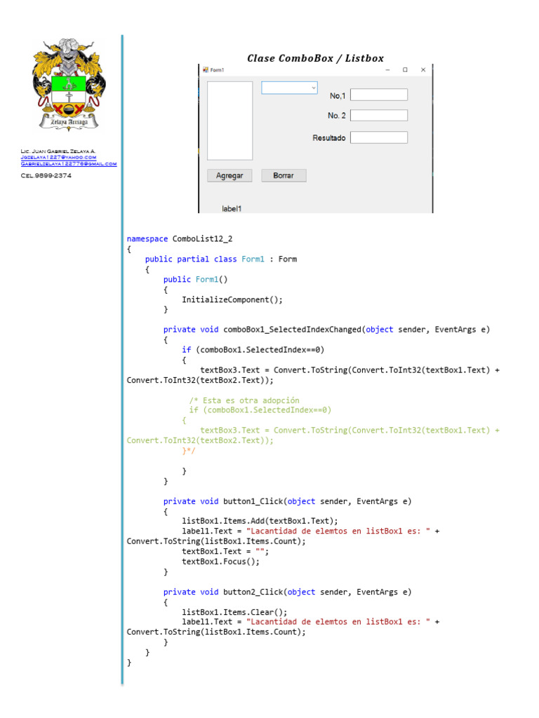 Clase ComboBox ListBox | PDF