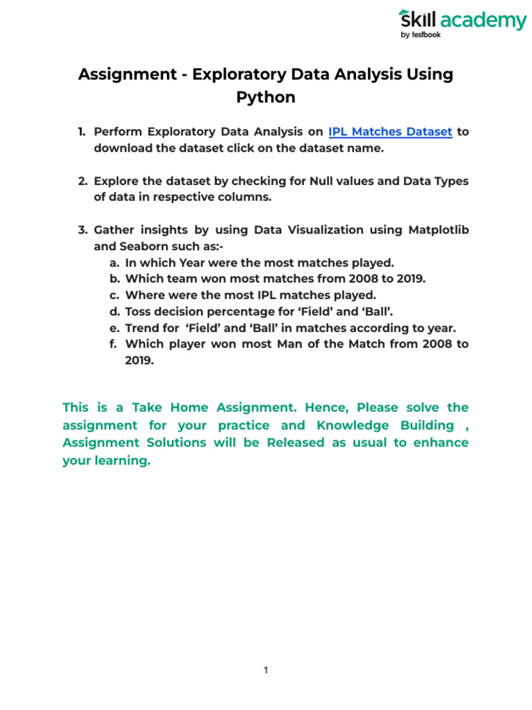 Assignment - Exploratory Data Analysis Using Python | PDF Assignment - Exploratory Data Analysis Using Python | PDF