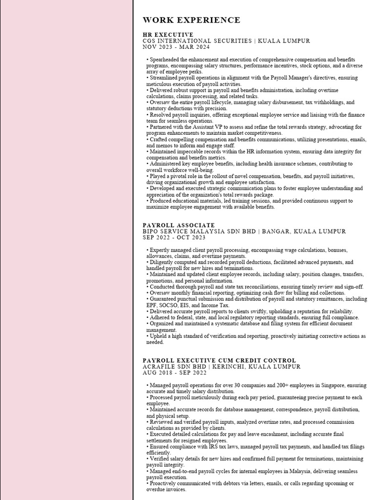 Work Experience: Hrexecutive | PDF