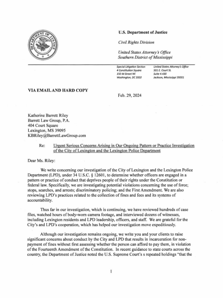 Letter To Lexington Police Department | PDF | Fine (Penalty) | Arrest ...