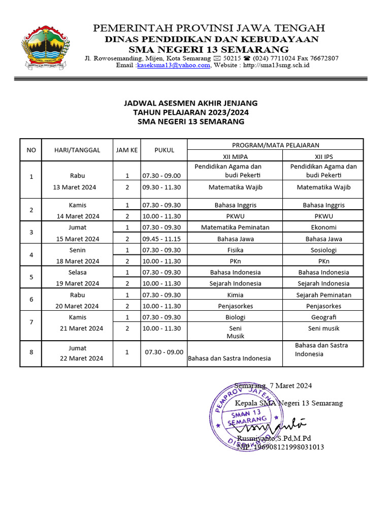 Jadwal Asaj 2024 | PDF