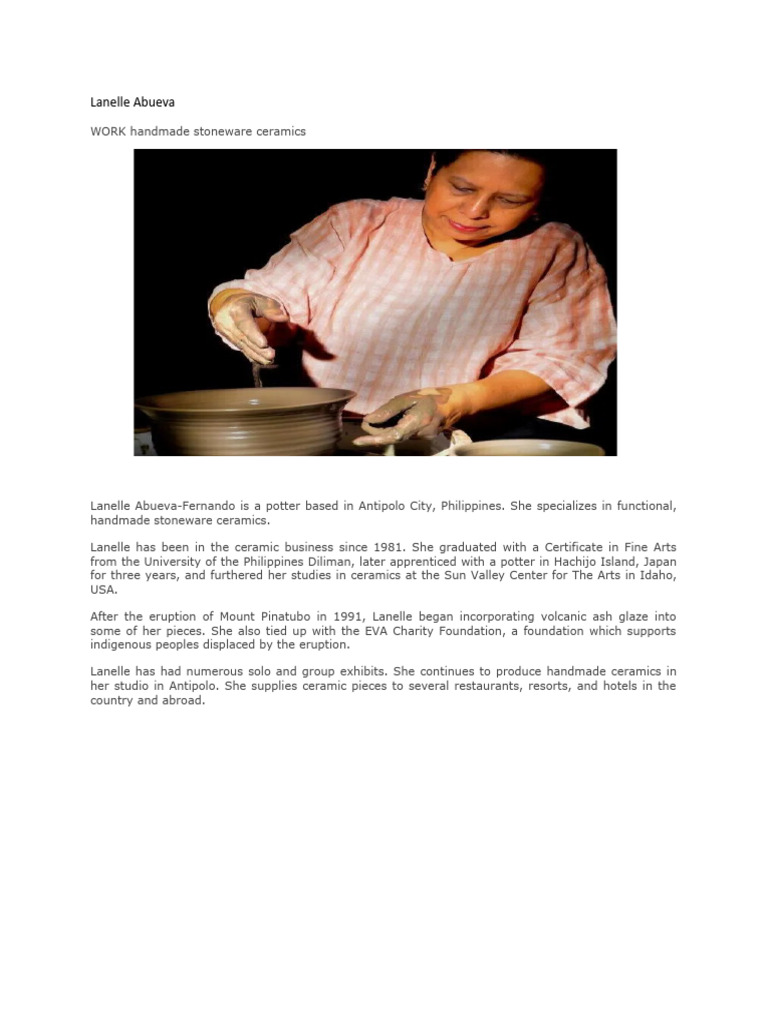 Lanelle Abueva-Fernando: Stoneware Artist | PDF | Language Arts ...