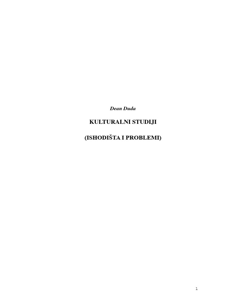 Dean Duda - Kulturalni Studiji | PDF