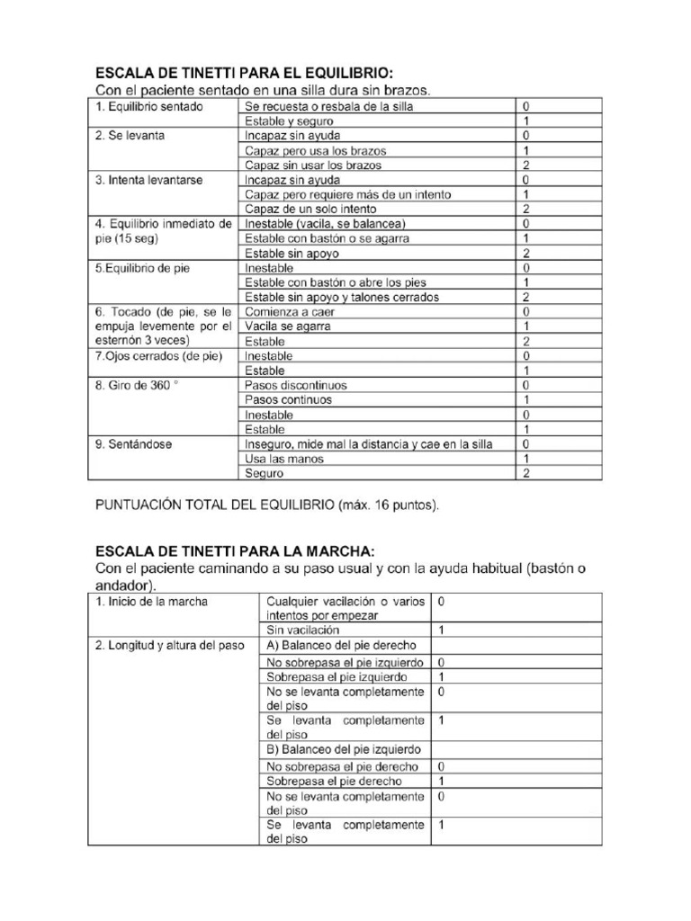 Escala de Tinetti | PDF