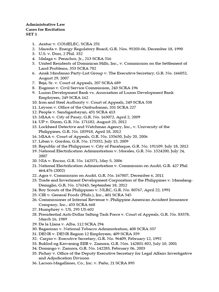 Administrative Law Cases First Set | PDF