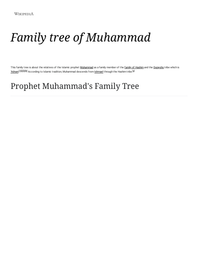 Muhammad's Family Tree Overview | PDF | Muhammad | Banu Hashim