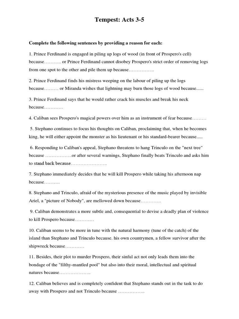 Tempest Act 3 To 5 | PDF | The Tempest