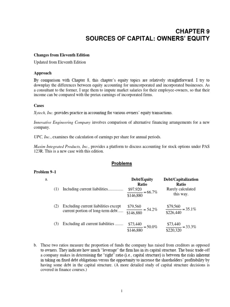 Owners' Equity and Capital Sources Guide | PDF | Equity (Finance ...