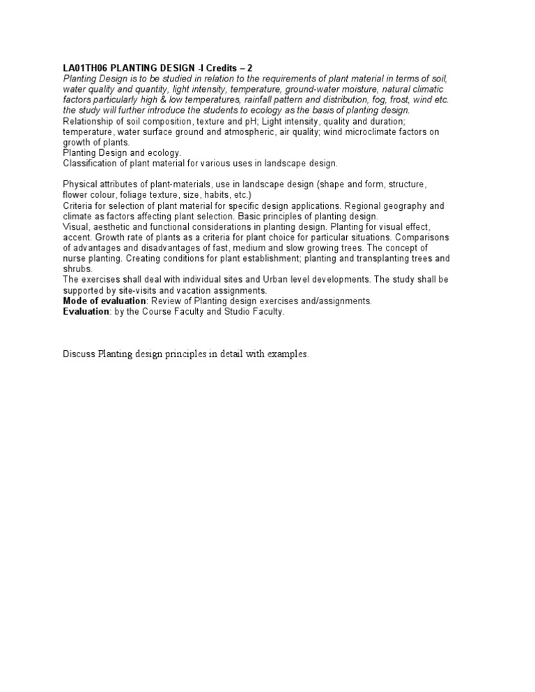 Planting Design Principles and Ecology | PDF | Science & Mathematics
