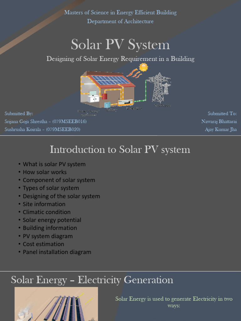 Solar PV System Design Overview | PDF | Photovoltaics | Photovoltaic System