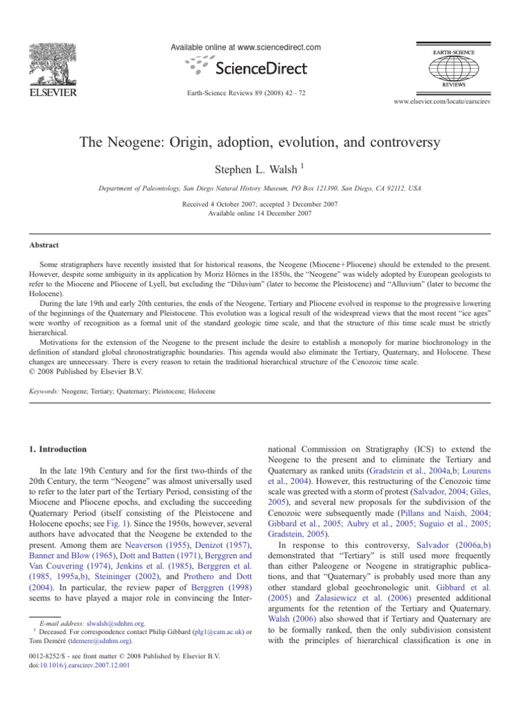 The Neogene | PDF | Pleistocene | Geologic Time Scale