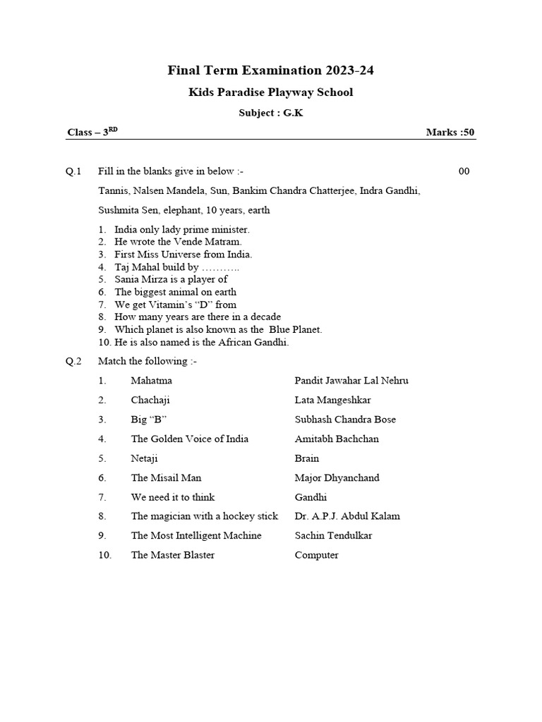 Final Term Examination 2024 | PDF