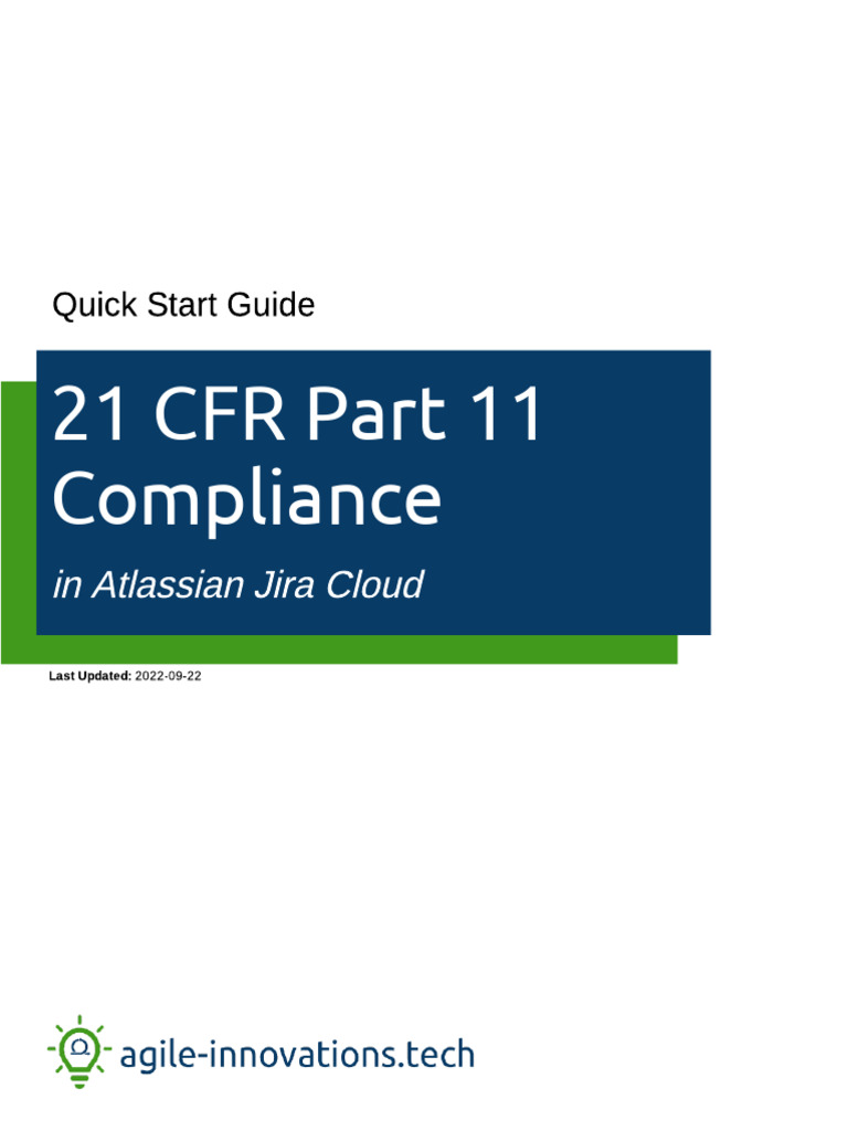 21 CFR Part 11 Compliance in Atlassian Jira | PDF