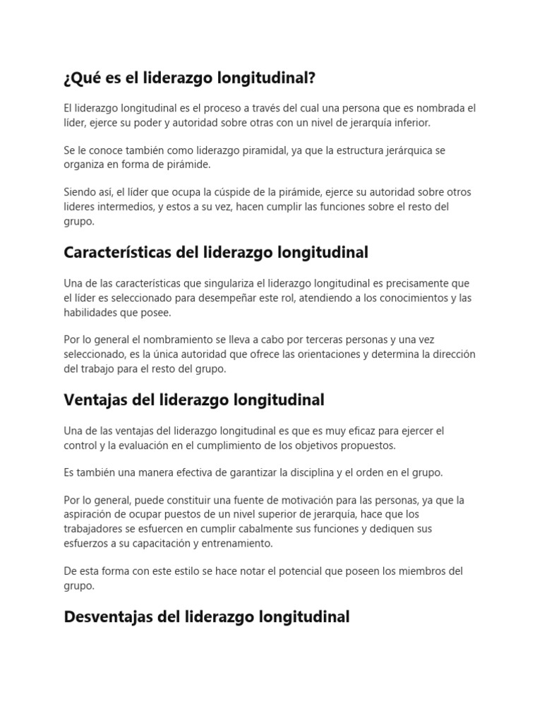 Liderazgo Longitudinal: Definición y Características | PDF
