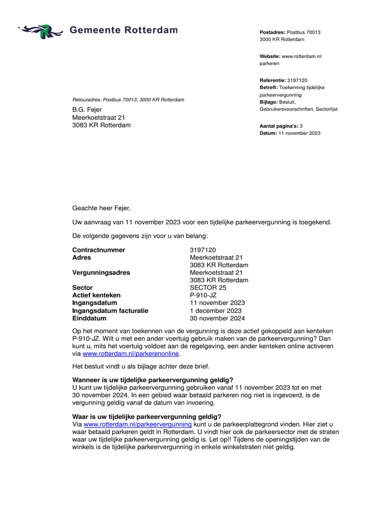 Brief Toekenning | PDF