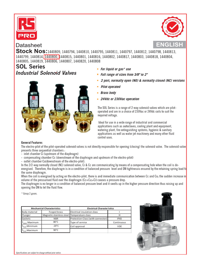 Solenoid Valve | PDF | Valve | Mechanical Engineering