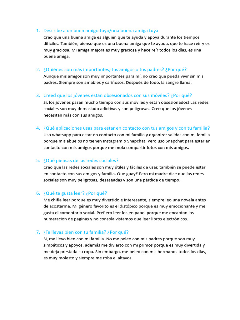 GCSE Spanish Module 3 Question Examples | PDF