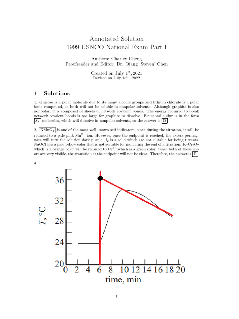 1999 Usnco National Part I Solutions | PDF