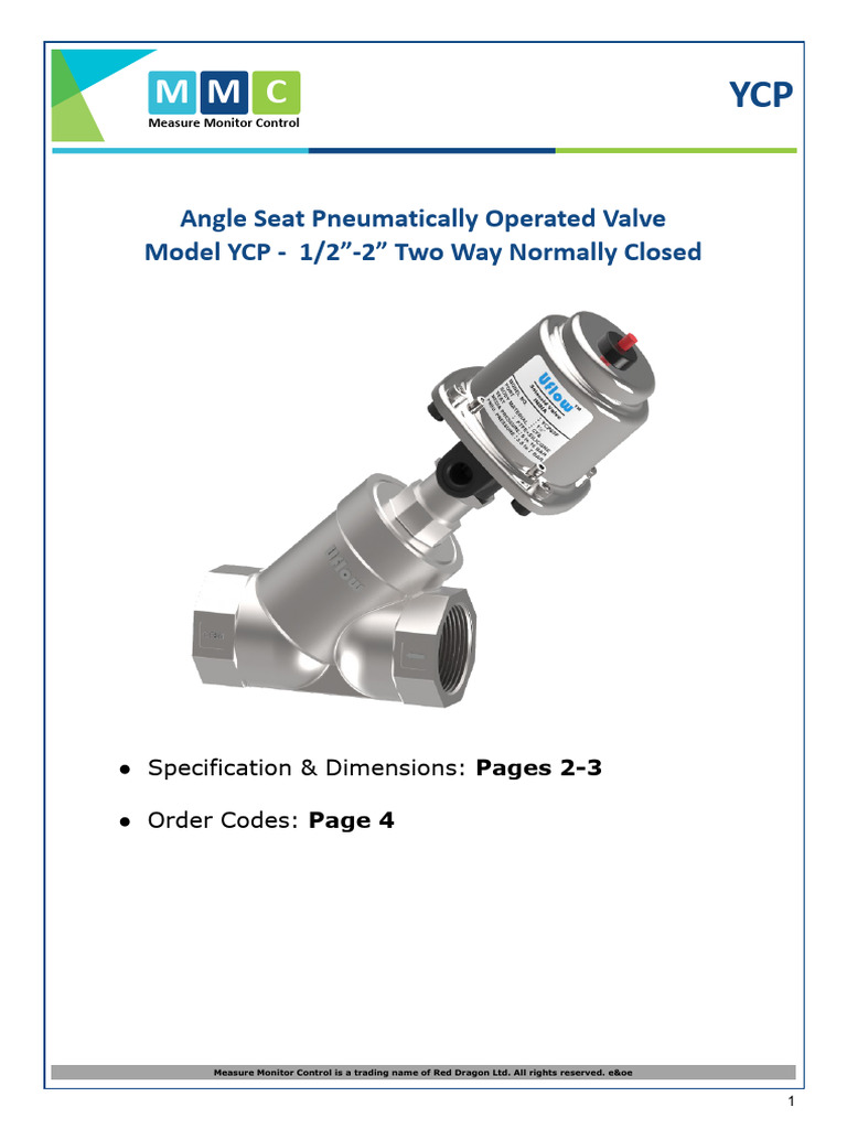 Ycp Pneumatic Two Way Valve | PDF | Valve | Energy Technology