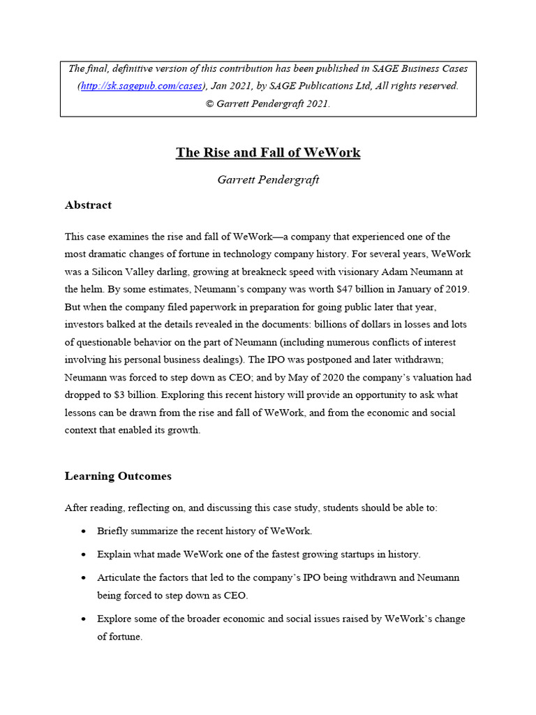 The Rise and Fall of WeWork | PDF | Gross Margin | Lease