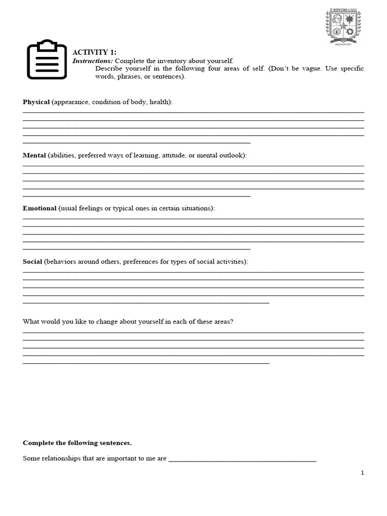 Self-Inventory Reflection Guide | PDF | Career & Growth | Science ...