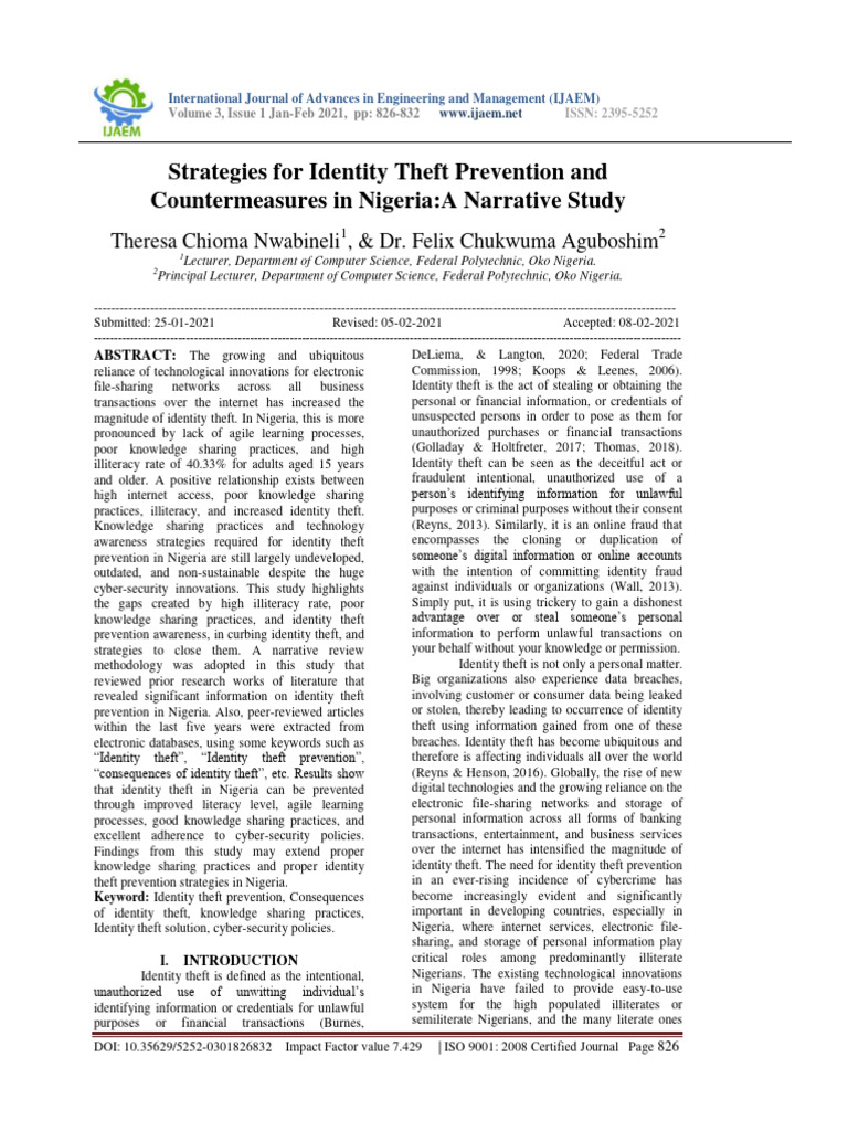 Identity Theft Prevention Strategies in Nigeria | PDF | Computer ...