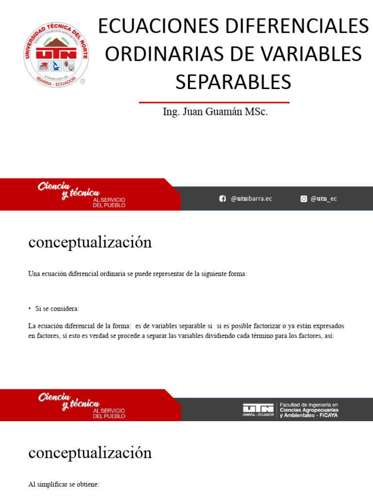 Ecuaciones Diferenciales Ordinarias de Variables Separables | PDF | Ecuaciones | Ecuaciones ...