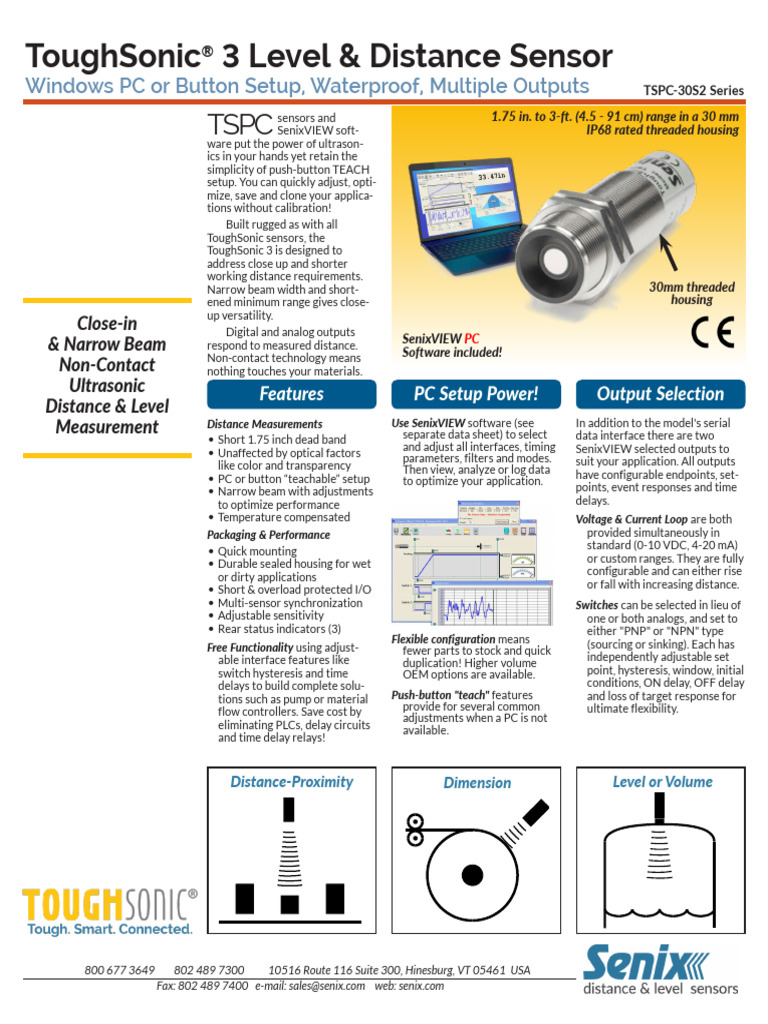 Toughsonic 3 30mm Data Sheet | PDF | Sensor | Physical Sciences
