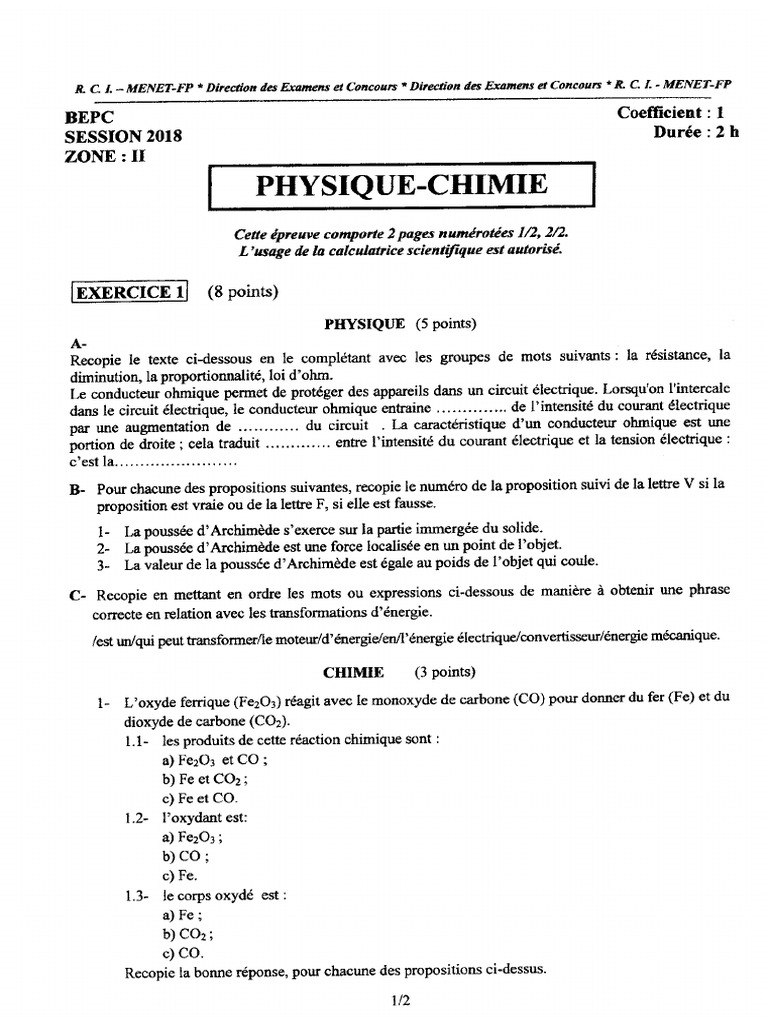 Bepc Z2 PC 2018 | PDF