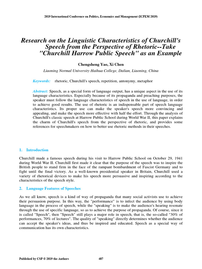 Never Give Up Speech Analysis | PDF