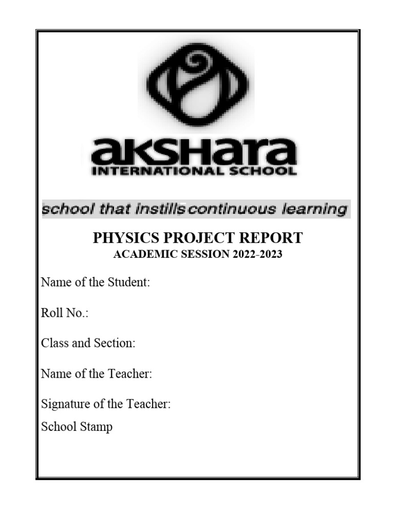 Phy Project Template Xi-1 | PDF | Water | Physical Sciences