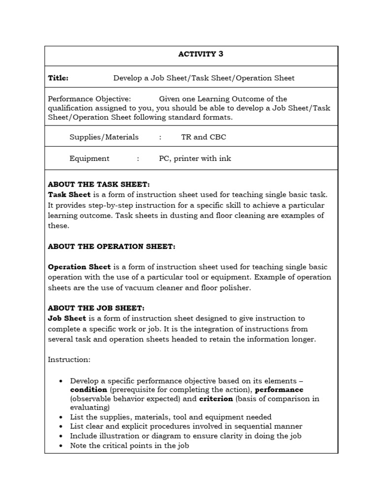 Activity 3 Prepare Activity Sheet | PDF