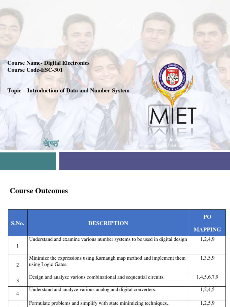 Course Name-Digital Electronics Course Code-ESC-301: Model Institute of ...