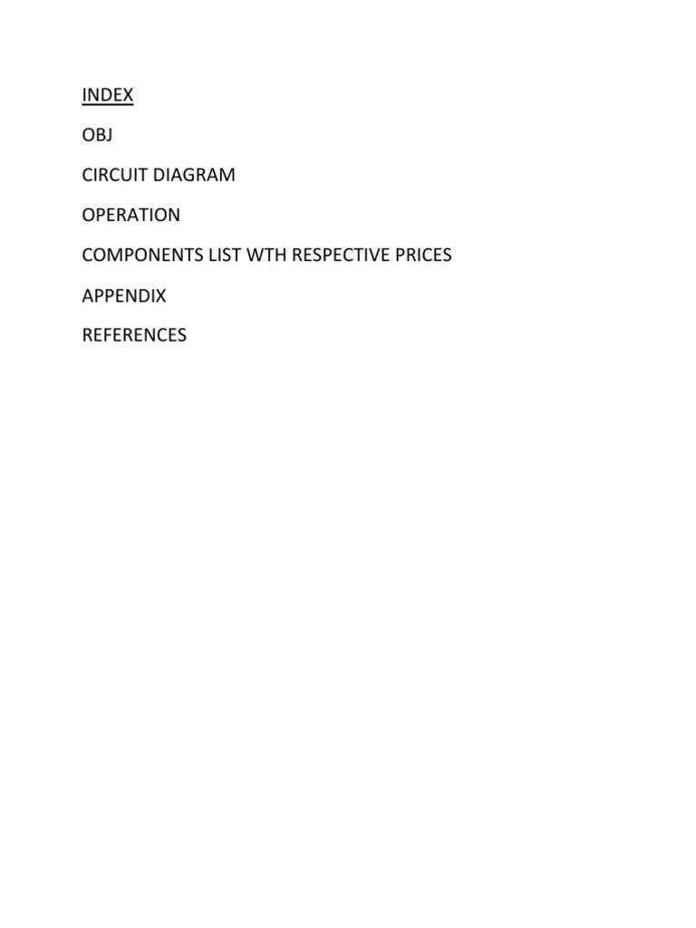 Index OBJ Circuit Diagram Operation Components List WTH Respective ...