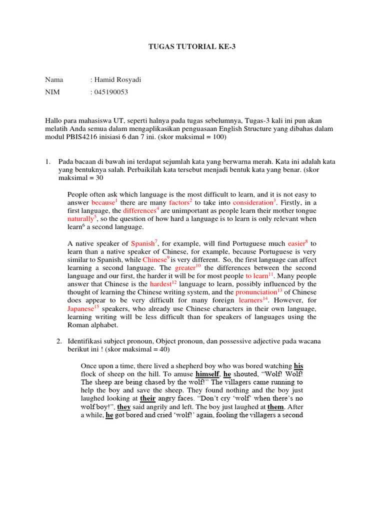 Tugas Tuton Structure 3 | PDF