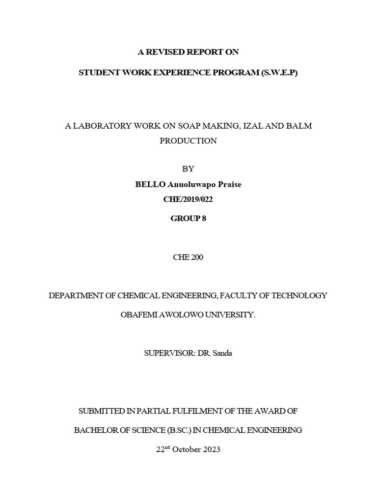 Revised Report On Laboratory Soap Making | PDF | Distillation | Sodium Hydroxide