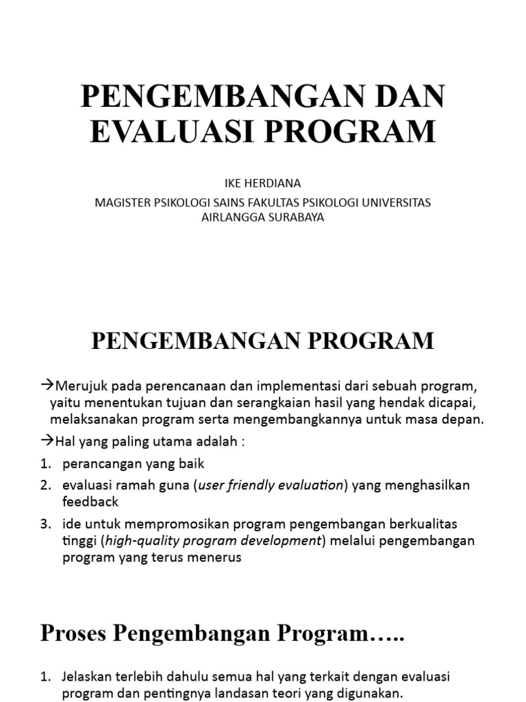 Pengembangan Dan Evaluasi Program Ike | PDF | Karier & Perkembangan ...