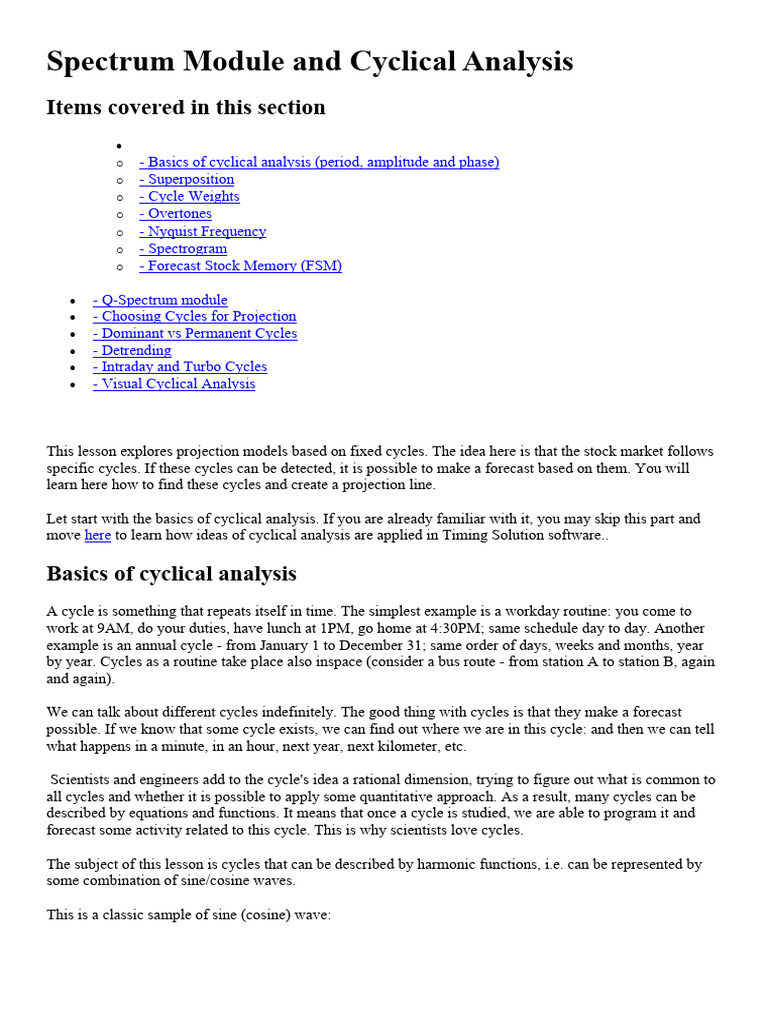 Cyclical Analysis in Stock Market Forecasting | PDF | Sound | Forecasting