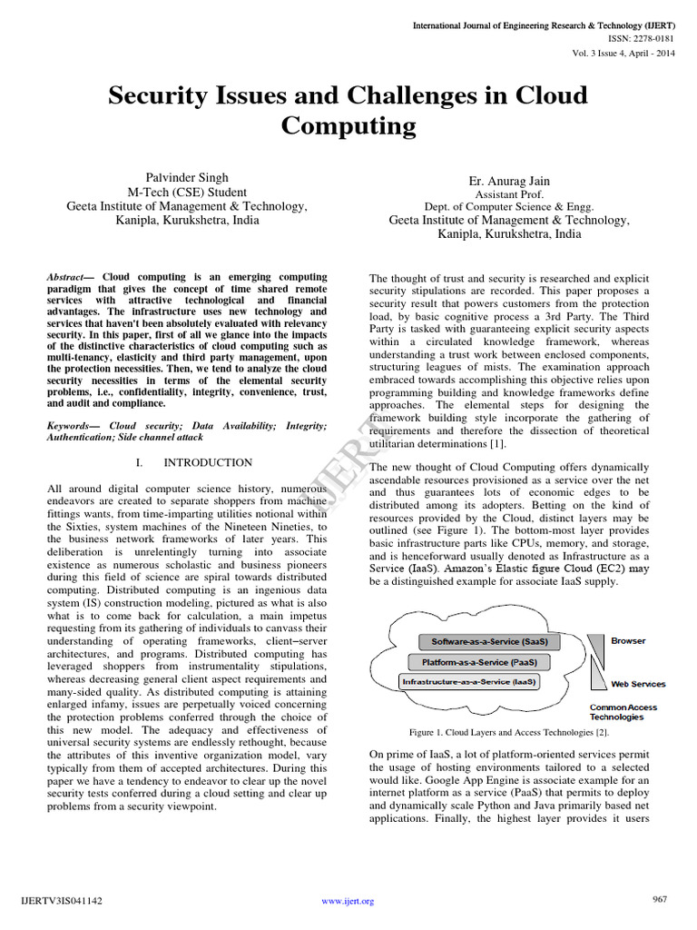 Security Issues and Challenges in Cloud Computing | PDF | Cloud Computing | Denial Of Service Attack