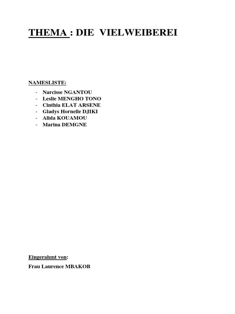 Expose Sur La Polygamie PDF | PDF