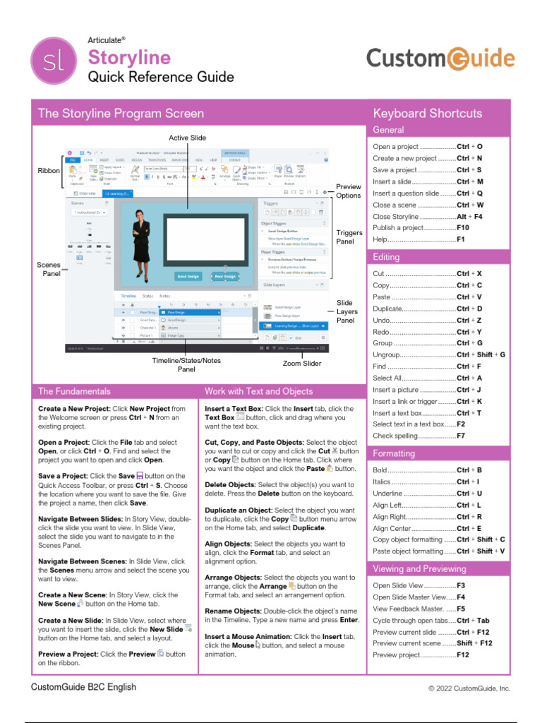 Articulate Storyline Quick Reference | PDF | Button (Computing) | Menu (Computing)