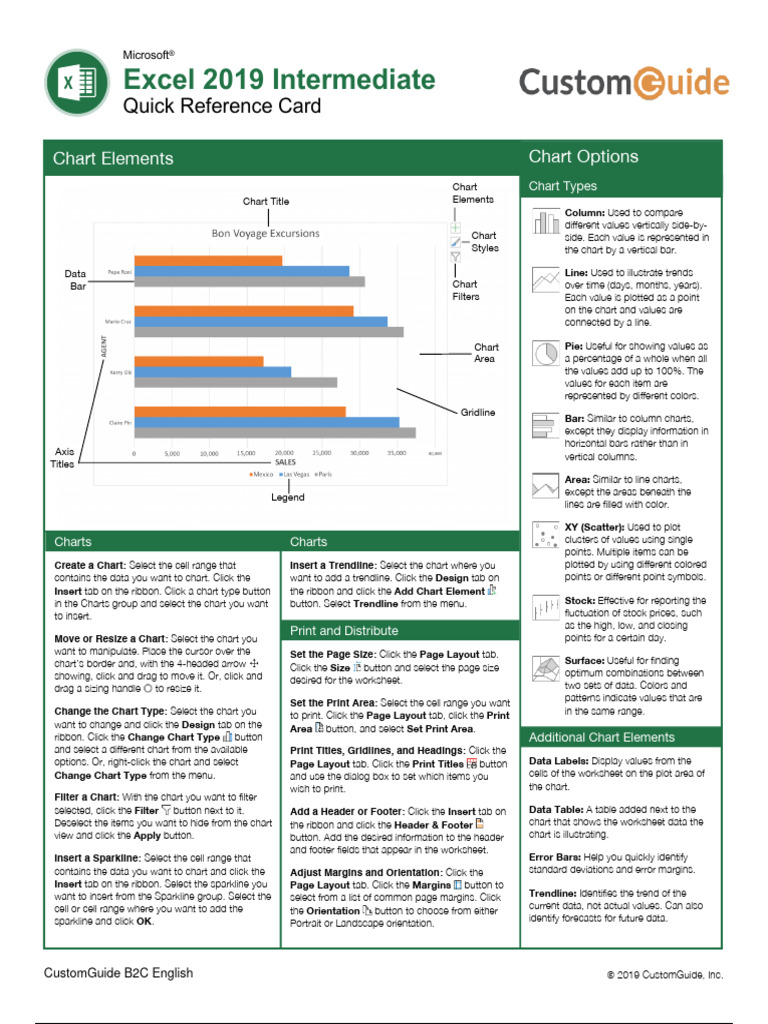Excel 2019 Intermediate Quick Reference | PDF | Chart | Microsoft Excel