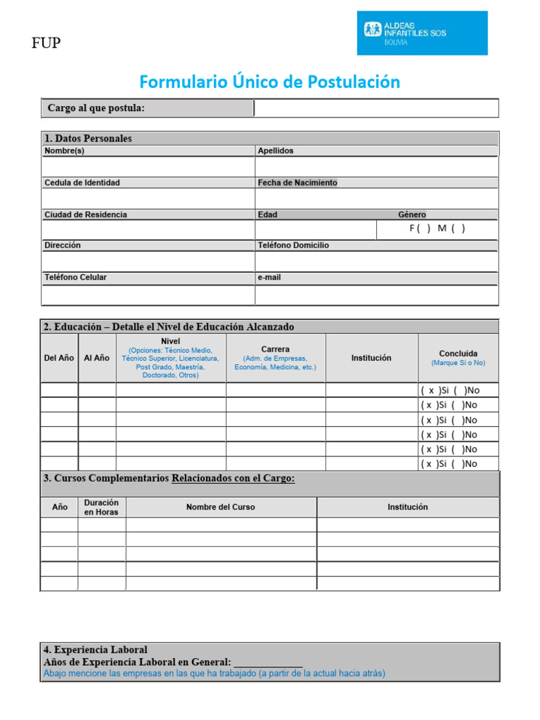 Formulario Unico Postulacionv 1 | PDF | Microsoft Office